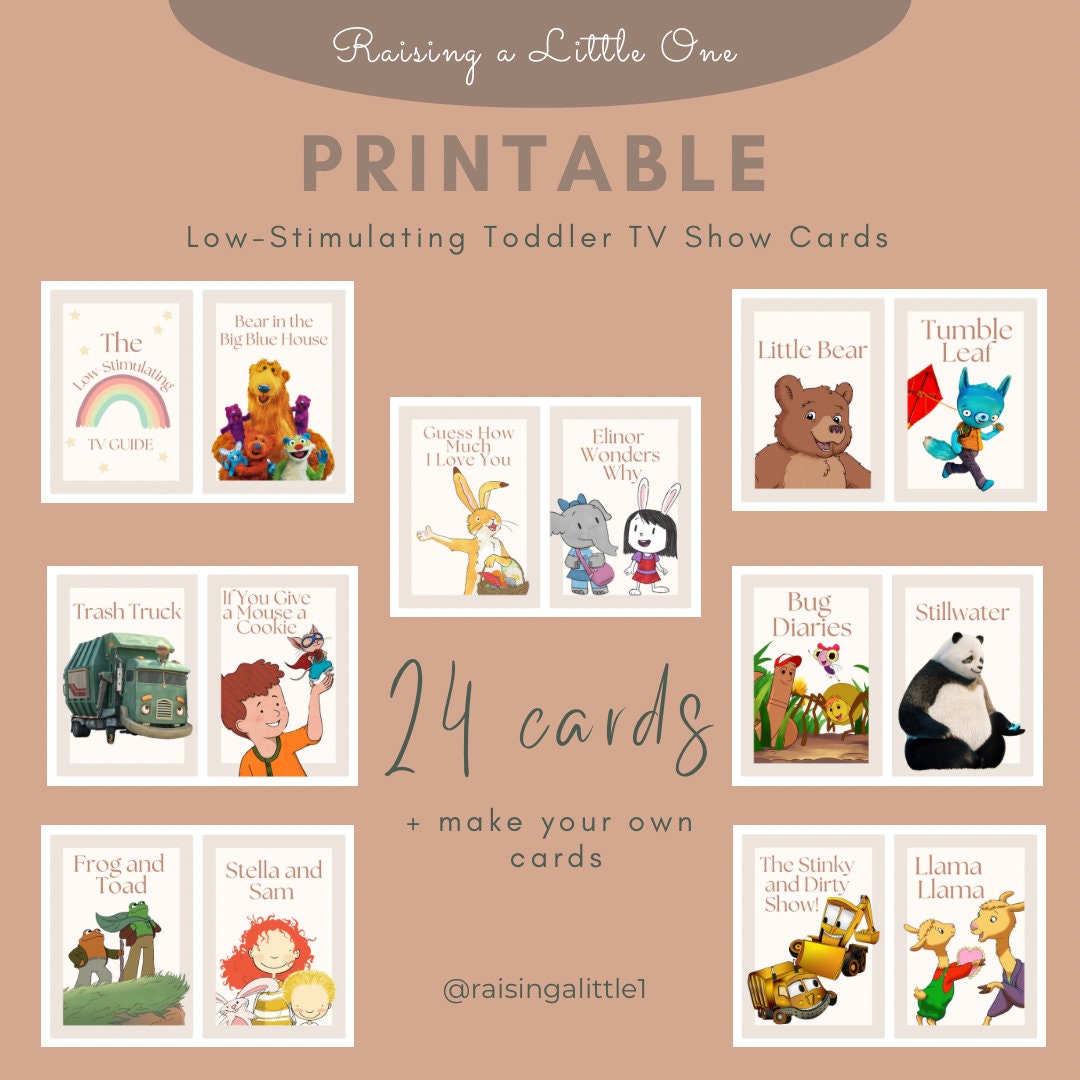 Low-stimulating Toddler TV Show Flash Cards (digital Download) - Etsy