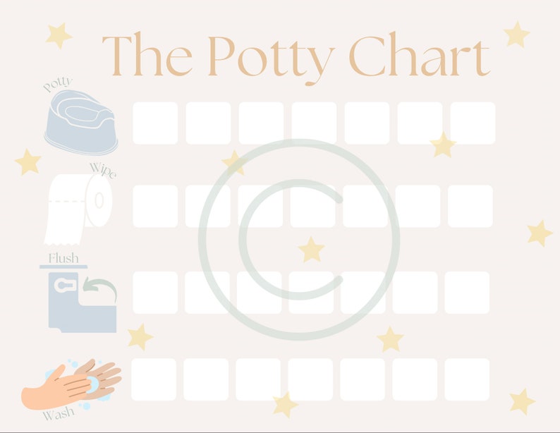 Printable Potty Training Chart (montessori Sticker Chart, Reward Chart ...