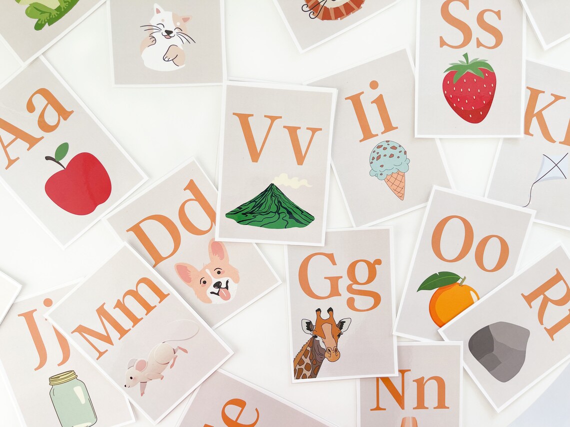 Digital Download Alphabet Flash Cards (ABC, Phonics, Educational ...