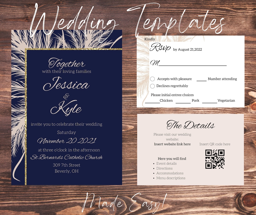 Digital Wedding Invitation Templates, Printable Wedding Templates ...