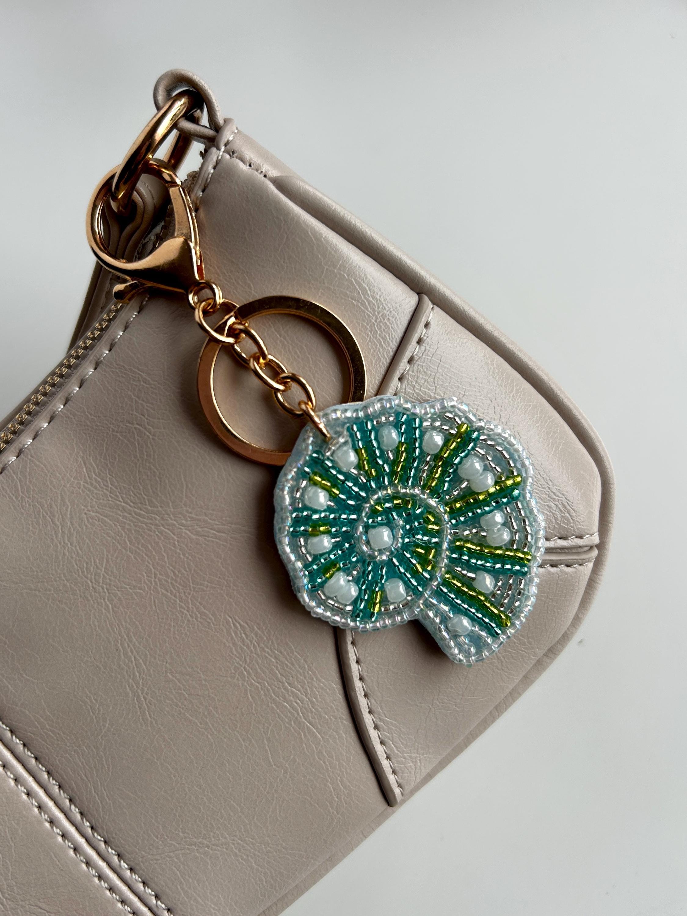 Handmade Beaded Shell Bag Charm, Coastal Keychain Purse Accessory - Etsy