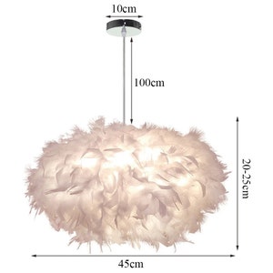 White Feather Light Lampshade, Modern Chandelier, Elegant Feather Lamp ...