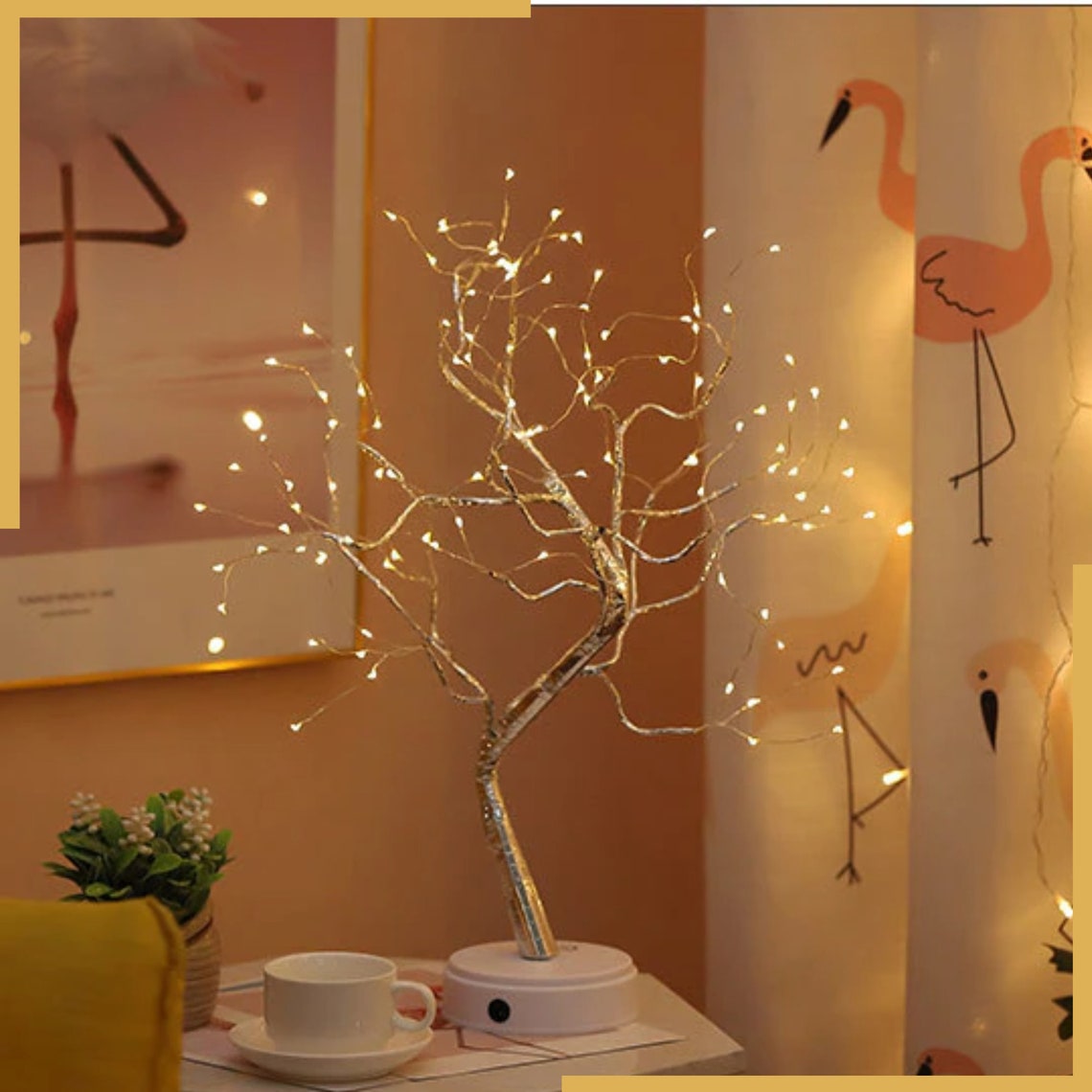 Large Silver Twisted Tree Lamp - Etsy