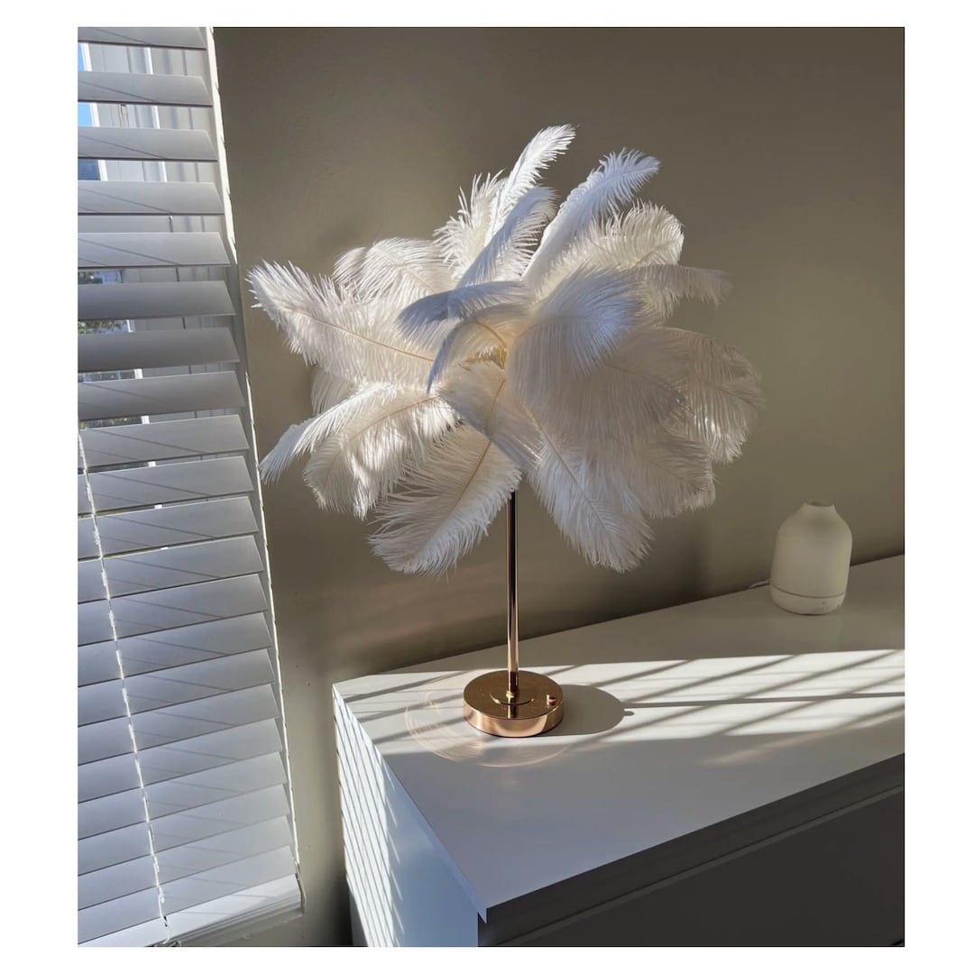 Feather Lamp for Bedroom Decoration Touch Control Table Feather Desk ...