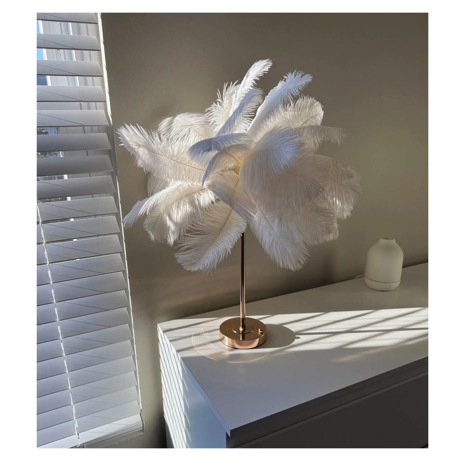 Feather Lamp for Bedroom Decoration Touch Control Table Feather Desk ...