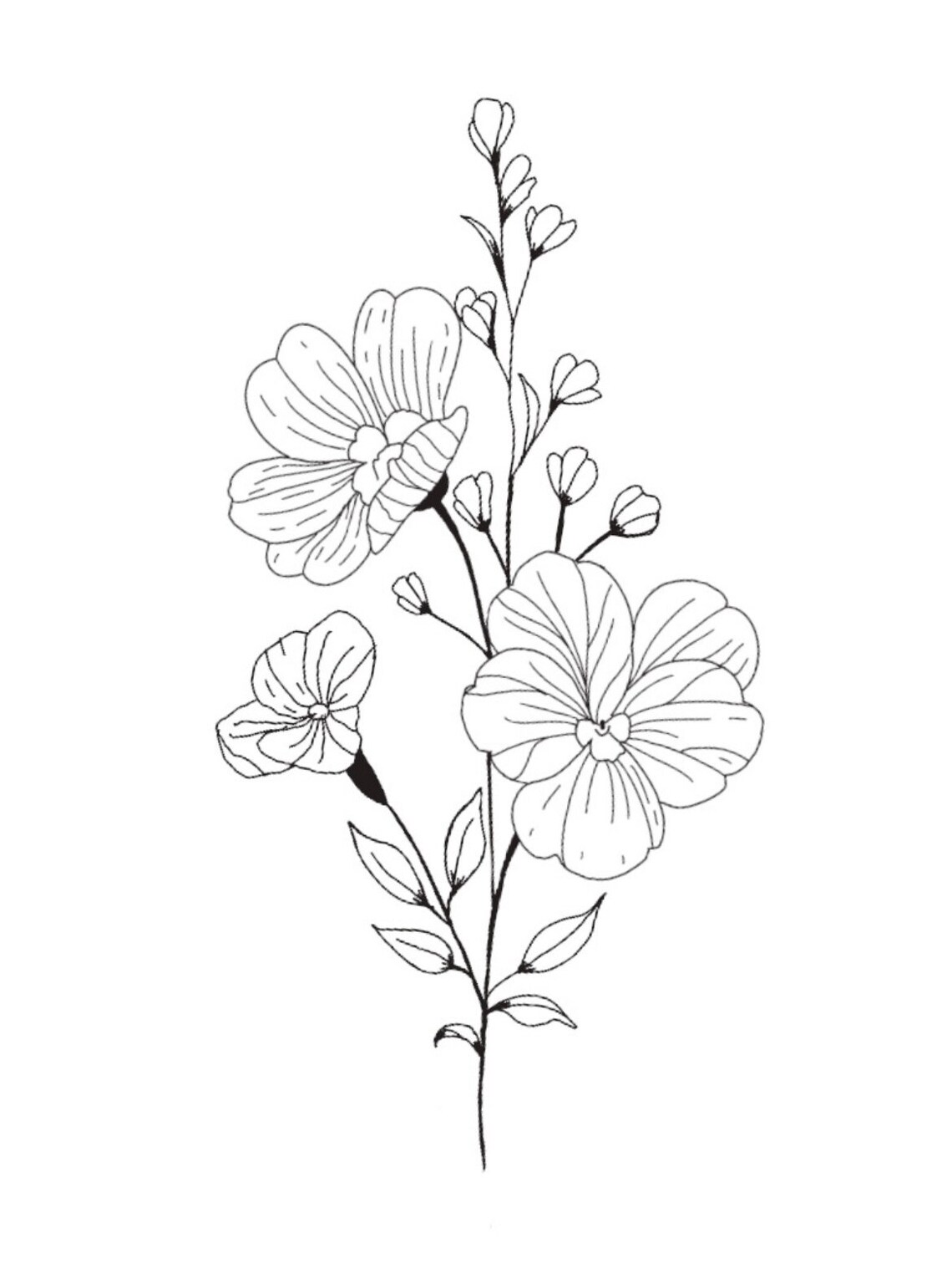 Digital Birth Flower Art | Birth Flower Tattoo | Personalized Floral ...