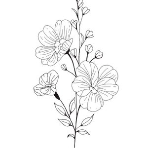 Digital Birth Flower Art | Birth Flower Tattoo | Personalized Floral ...
