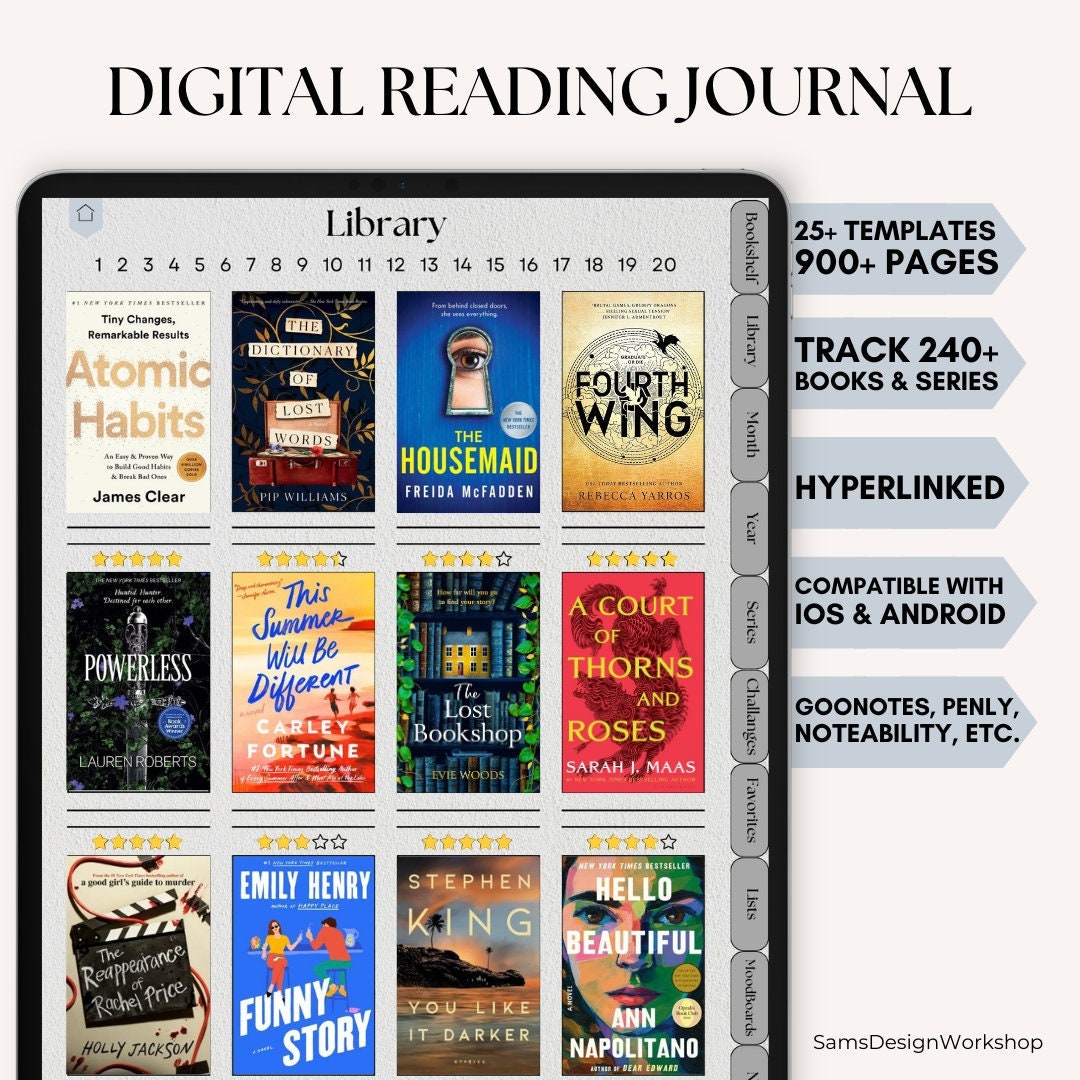 Digital Book Journal, Reading Journal, Digital Book Tracker for ...