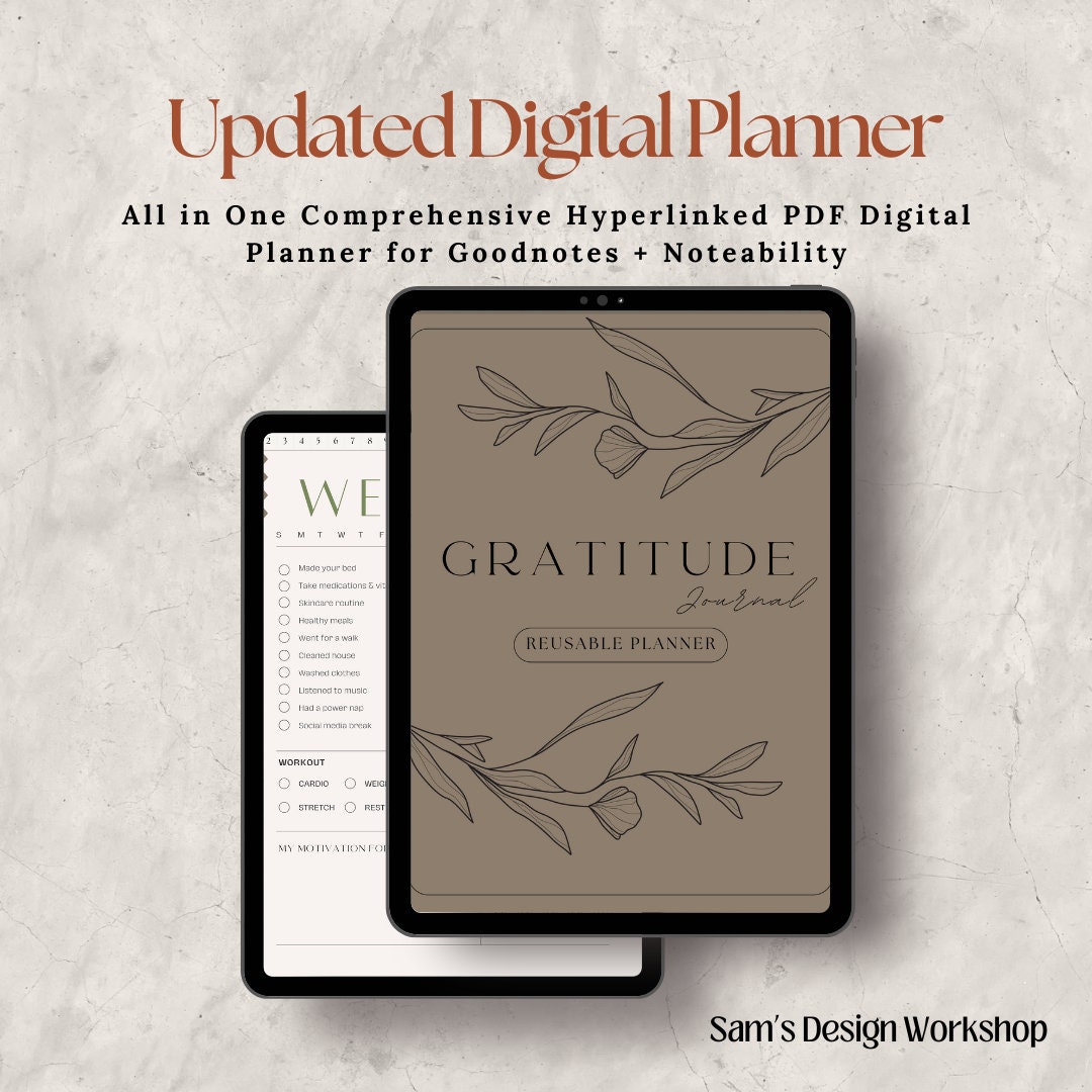 Updated Digital Planner | Digital Gratitude Journal, Goodnotes Planner ...