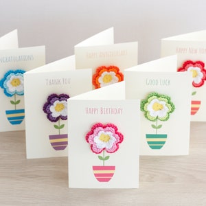 Custom Greetings Cards | Handmade Crochet Flowers | Choice of Colours ...