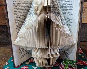 Handcrafted Christmas Tree Folded Book Art, Made With Hardback Preloved ...