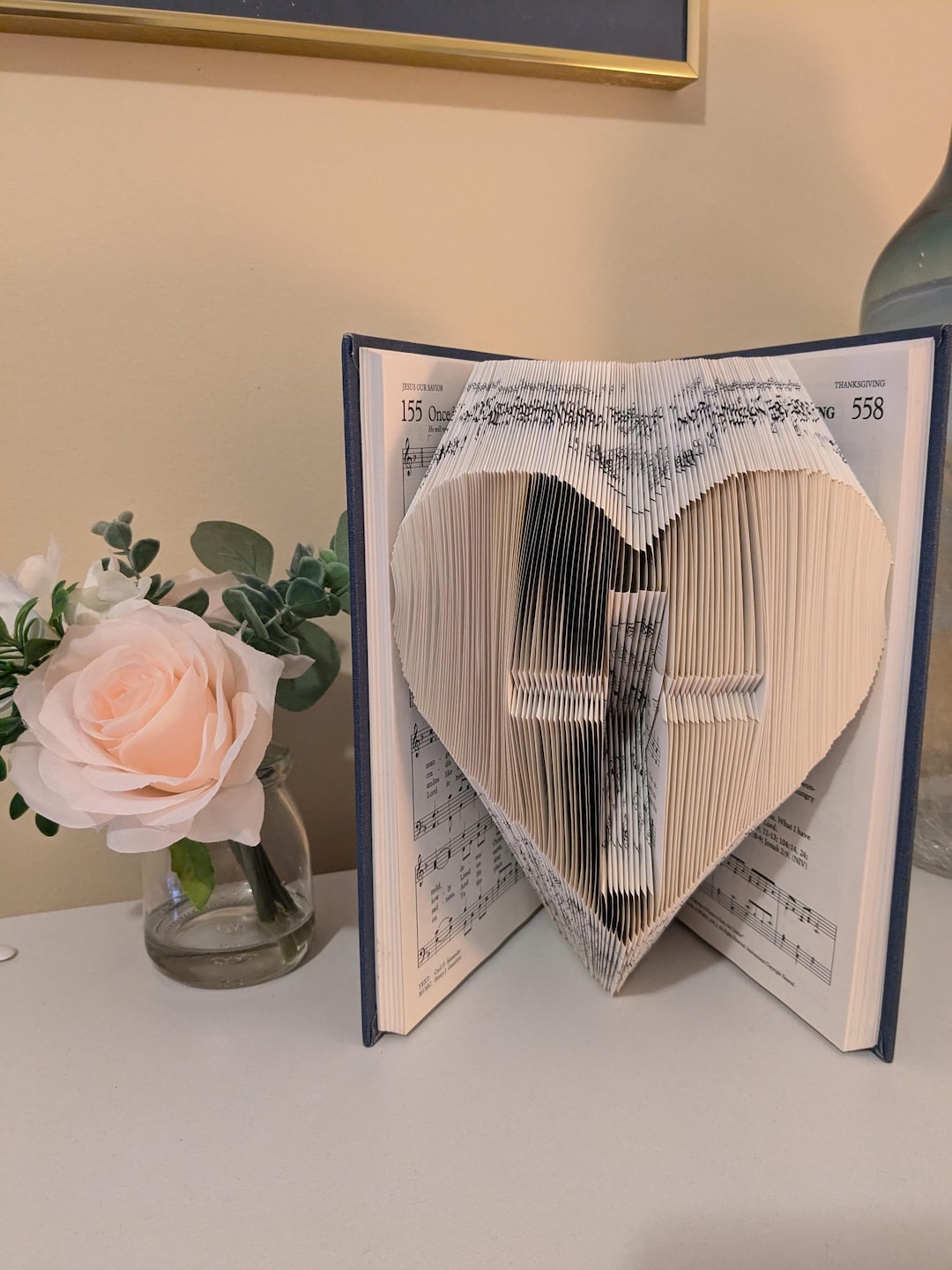 Cross in Heart Folded Book - Etsy