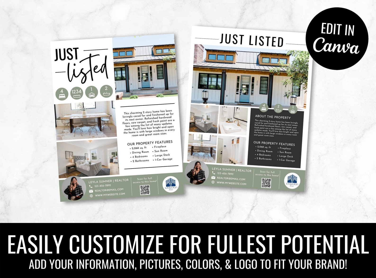 Real Estate Listing Flyer Templates 5 Realtor Canva Templates, Real ...