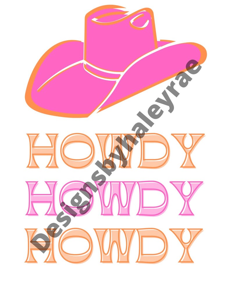 Preppy Pink and Orange Howdy Print With Cowboy Hat - Etsy