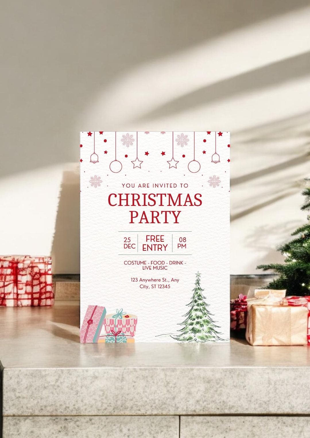 Printable Christmas Party Invitation Template | Holiday Event Digital ...