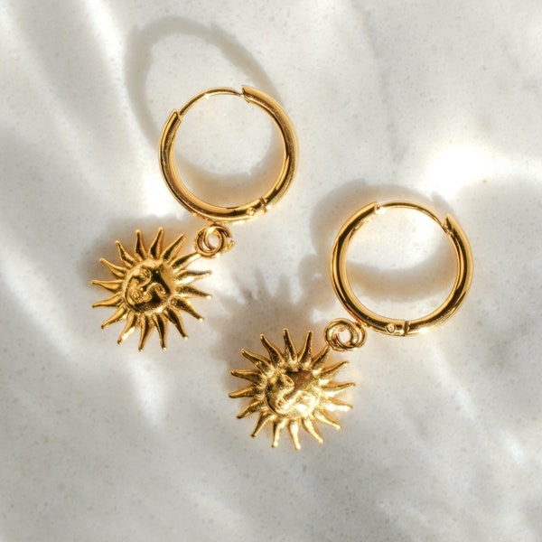 Sun Hoop Earrings - Etsy