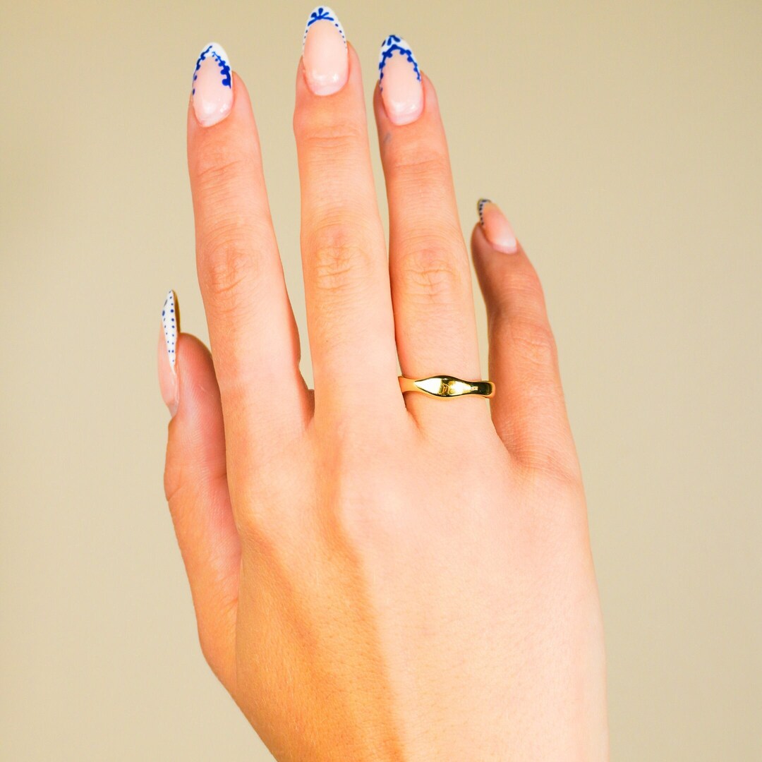 Irregular Ring Non-tarnish Gold Ring 18k Gold Filled Wave - Etsy