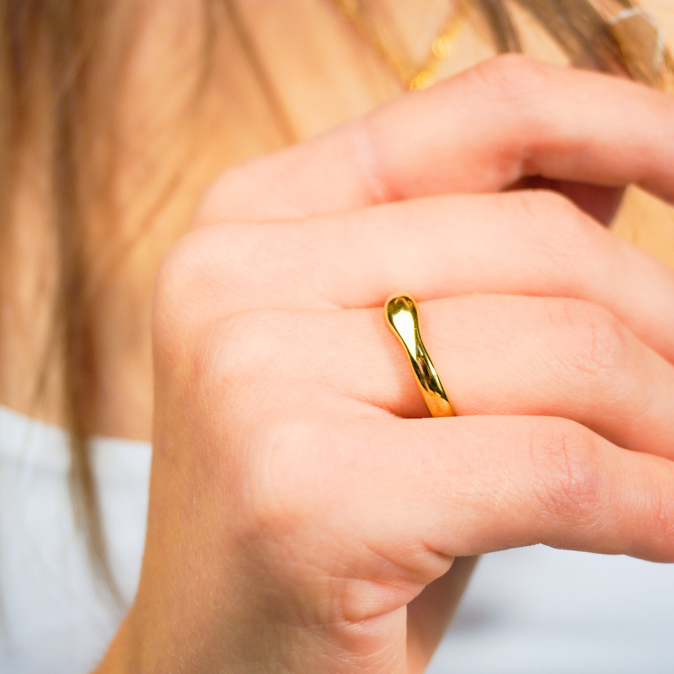 Irregular Ring Non-tarnish Gold Ring 18k Gold Filled Wave - Etsy