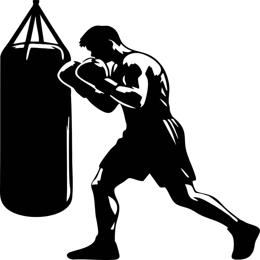 Boxer With Punching Bag Sports Sticker 15 X 20 Cm Boxing Martial Arts ...