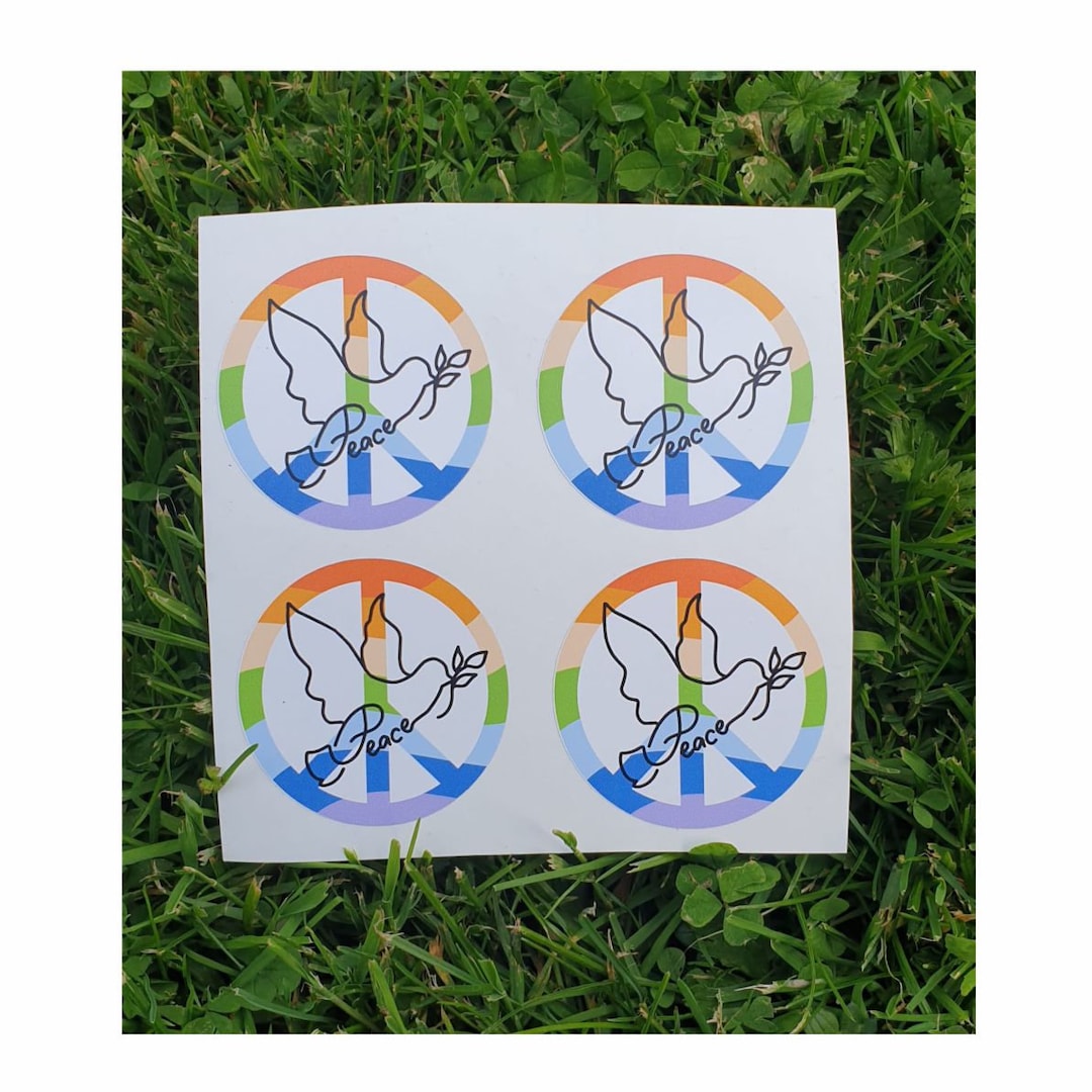 Peace Sign With Dove Pack of 4 Stickers. Stickers Suitable for All ...