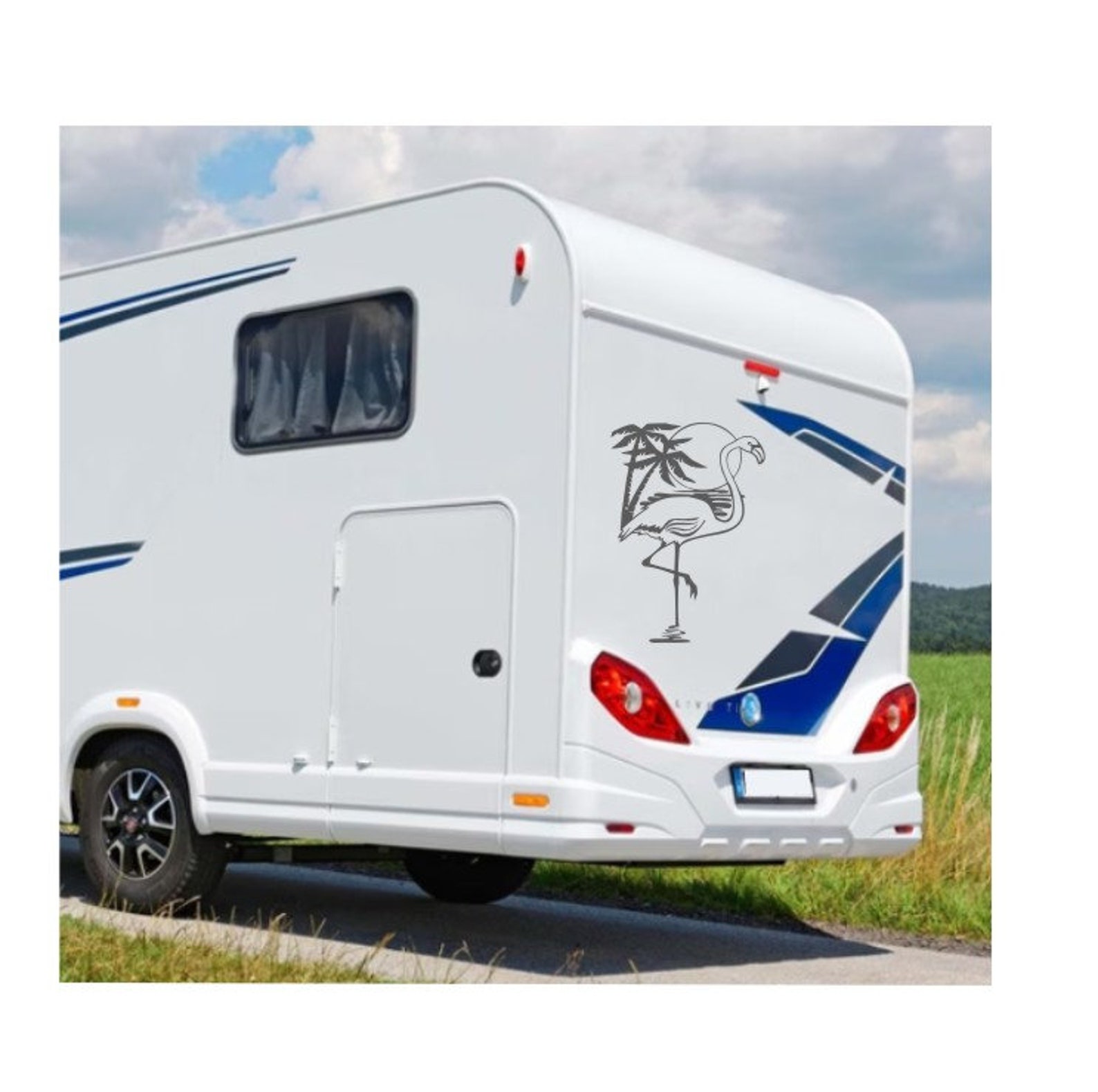 Motorhome Caravan Flamingo Sticker Vehicle Lettering Various Sizes and ...