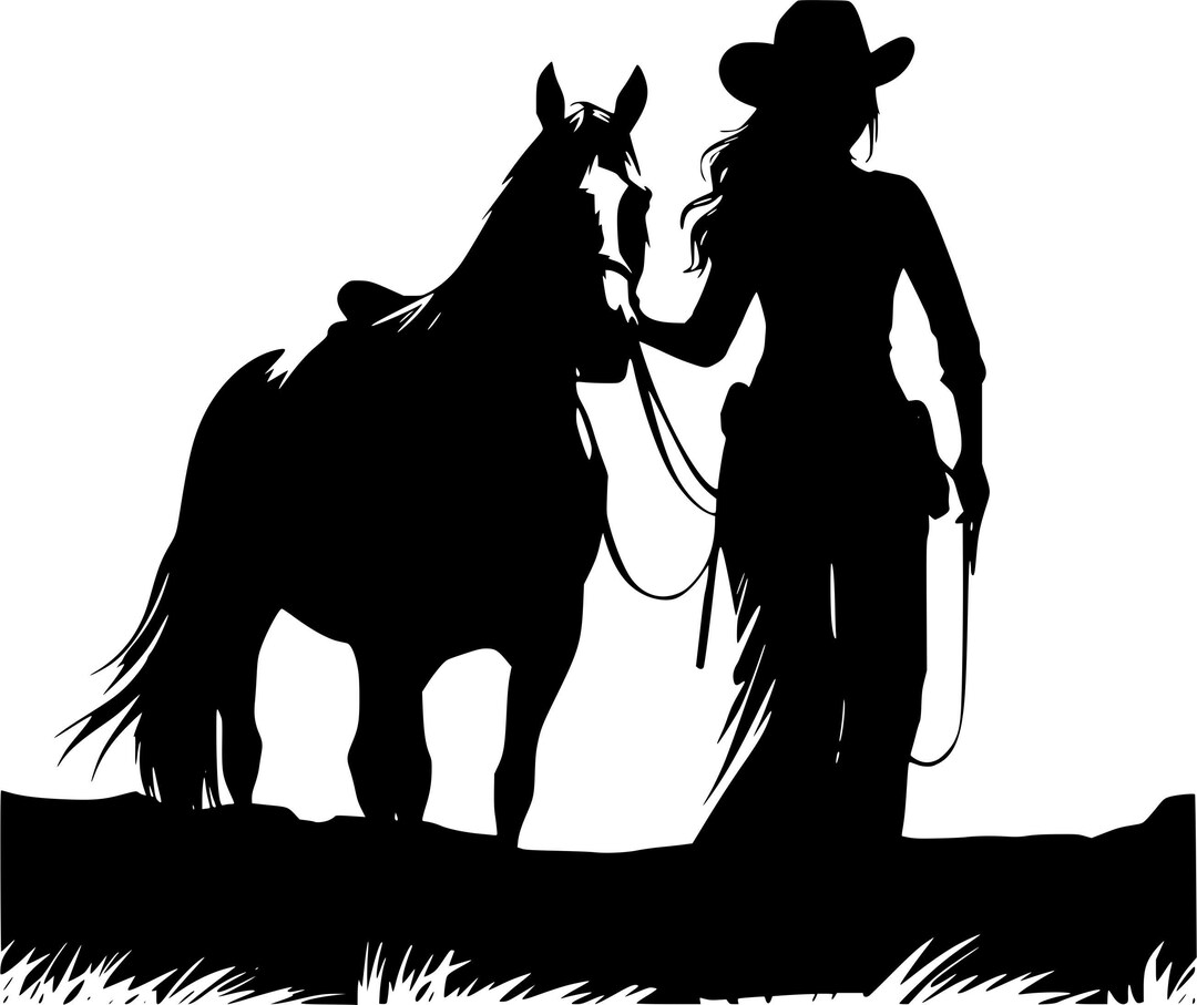 Westernreiten Aufkleber Cowgirl Sticker mit Pferd für Trailer Anhänger ...