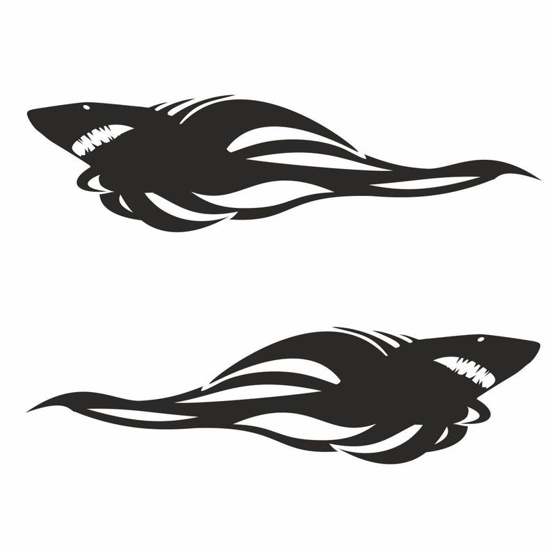 Tank Sticker Flames Shark - Motorcycle Styling - Motorhome Car Boat ...