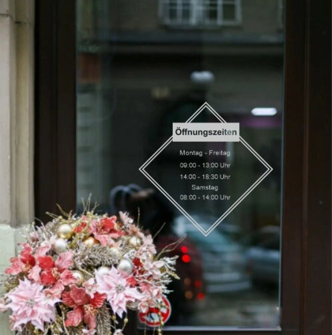 Opening Hours Sticker Personalized Sign Door Shop Window Store ...