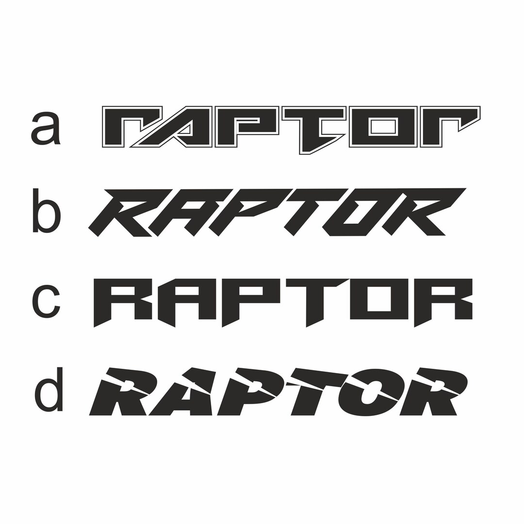 Raptor Lettering Sticker Style Design Vehicle Lettering Various Colors ...