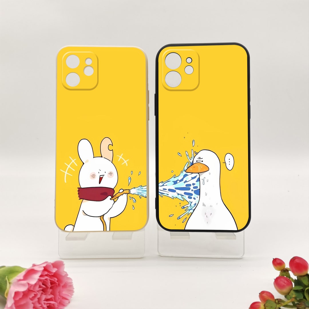 Rabbit and Duck Cartoon Couple Phone Case for iPhone 11 12 13 14 Pro ...