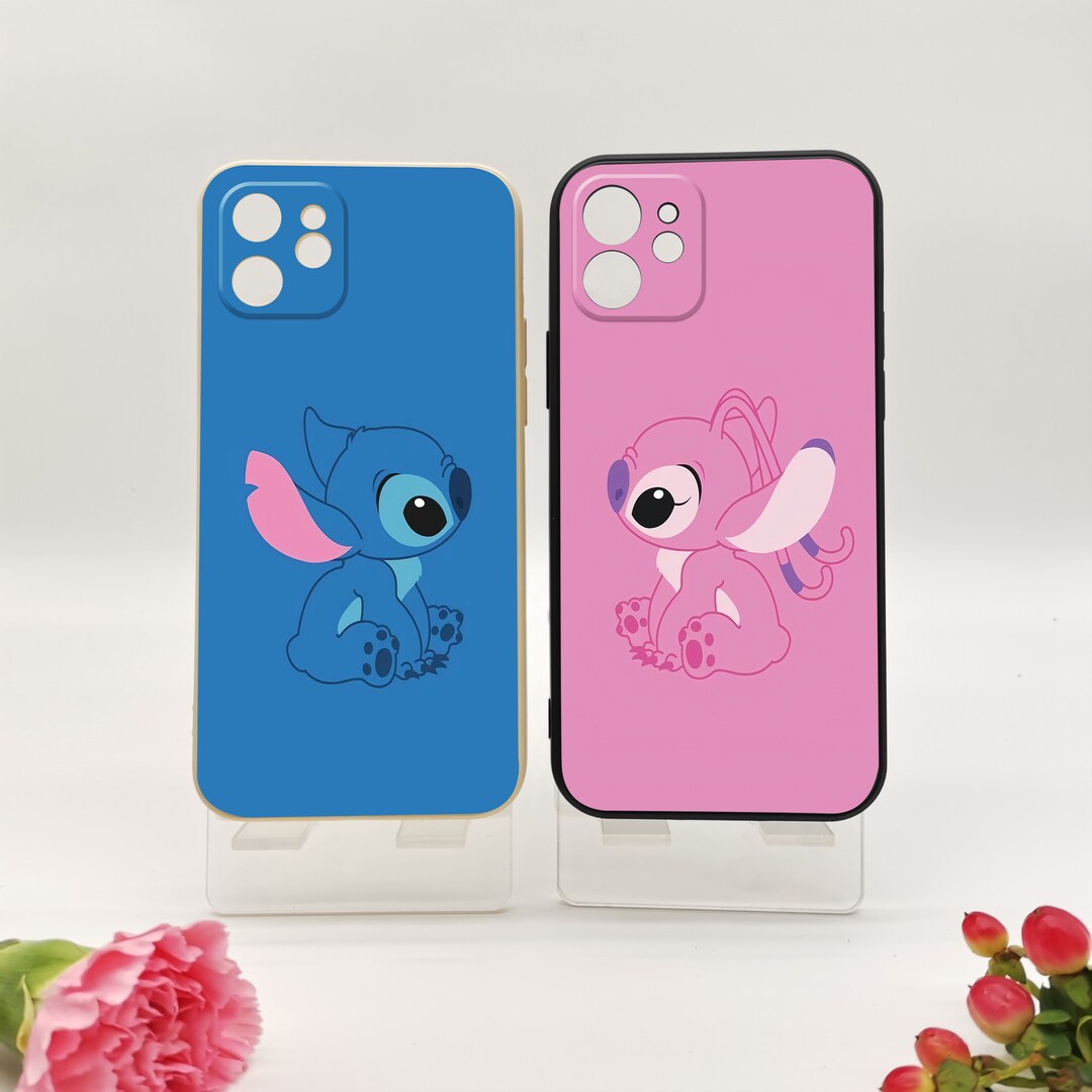 Cute Stitch and Angel Couple Phone Case for iPhone 11 12 13 14 Pro Max ...