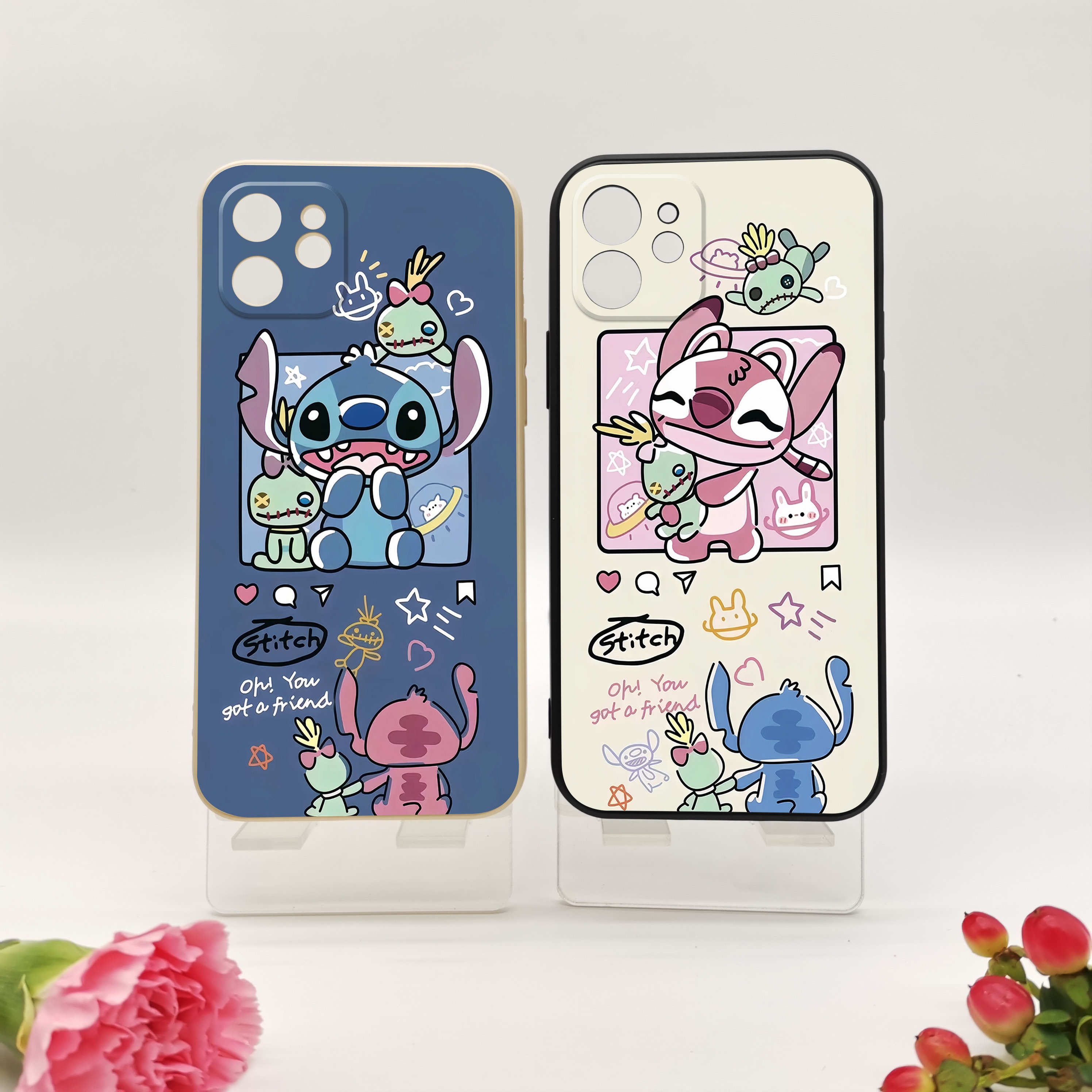 Cartoon Stitch Pattern Couple Phone Case for iPhone 11 12 13 14 Pro Max ...