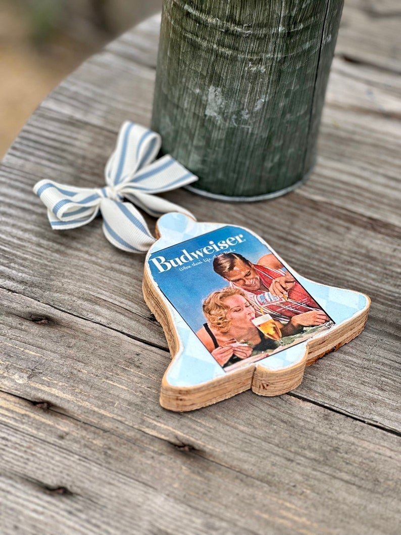 Retro Budweiser Beer Advertisement, Bell Christmas Tree Ornament ...