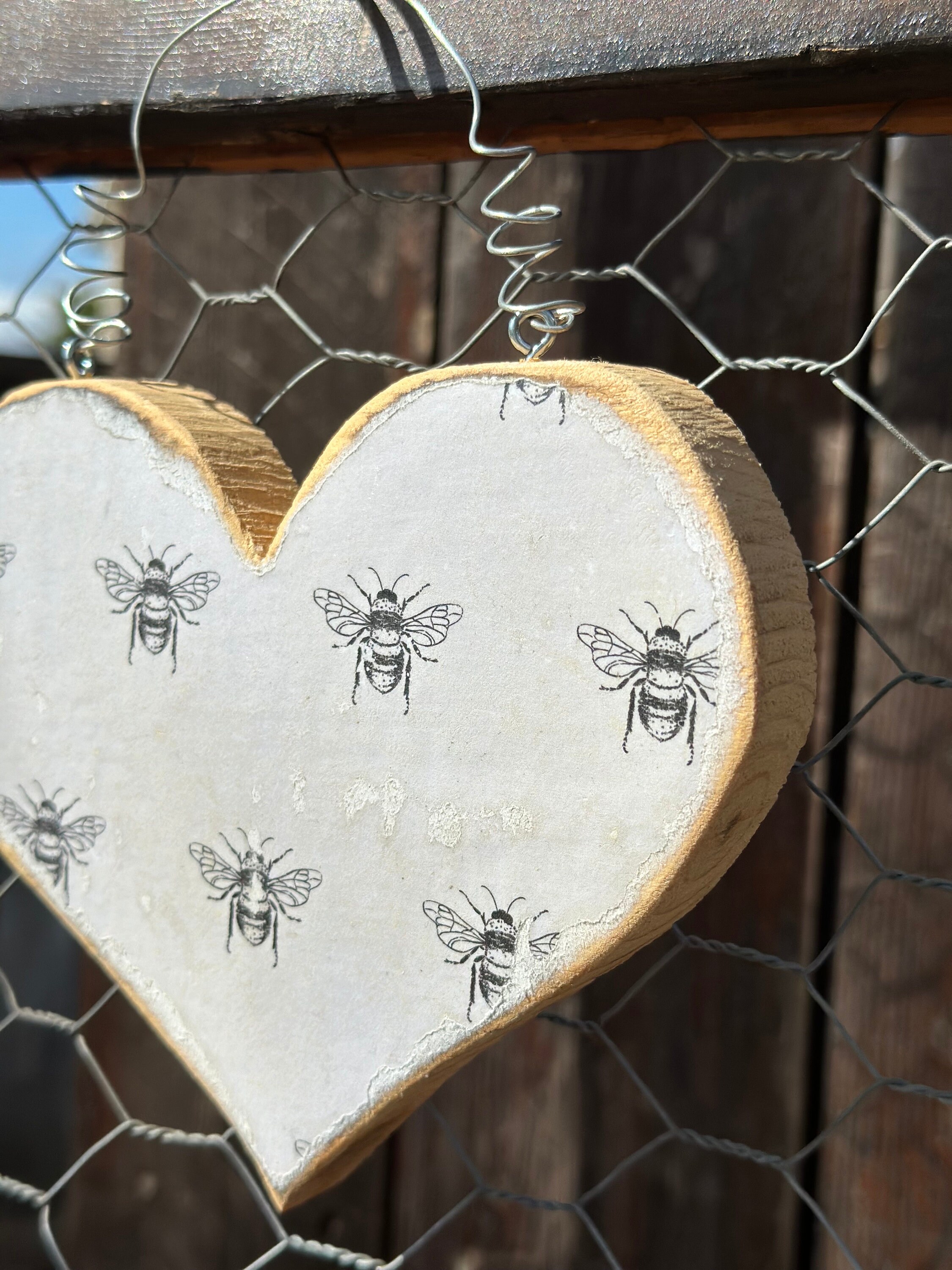 Bumblebee Heart, Rustic Heart, Bee Gift, Vintage Heart, Wood Heart ...