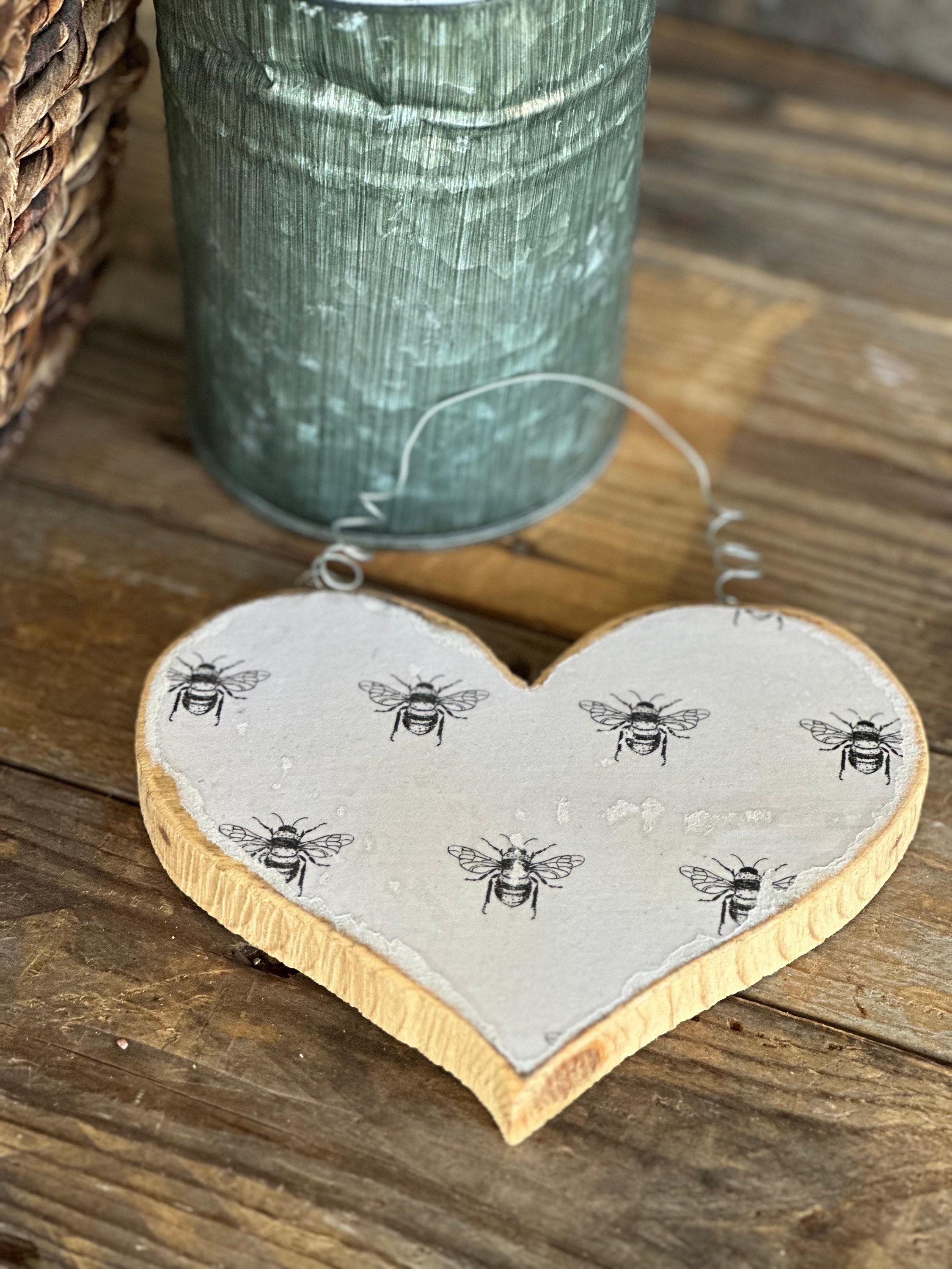 Bumblebee Heart, Rustic Heart, Bee Gift, Vintage Heart, Wood Heart ...