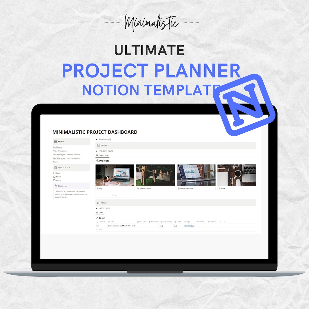 Project Planner Notion Template Goal Tracker to Do List - Etsy