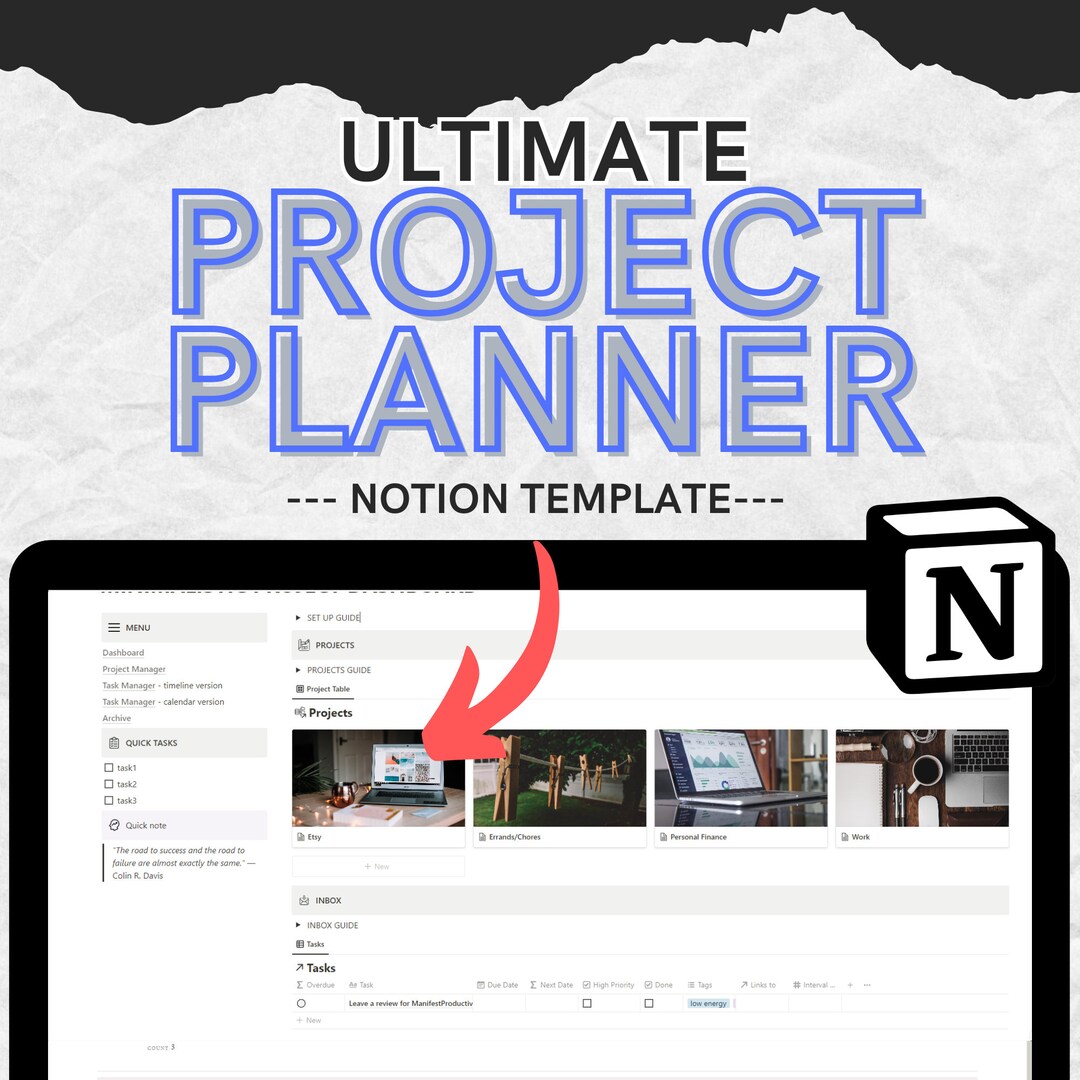 Project Planner Notion Template Goal Tracker to Do List Tracker Digital ...