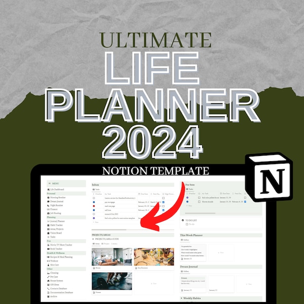 2024 Notion Template Life Planner All In One Notion Dashboard Etsy Canada