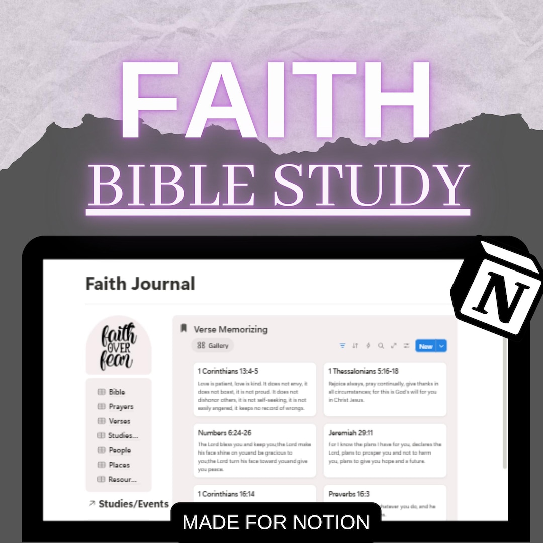Faith Bible Study Notion Template: Prayer Journal, Sermon Notes ...