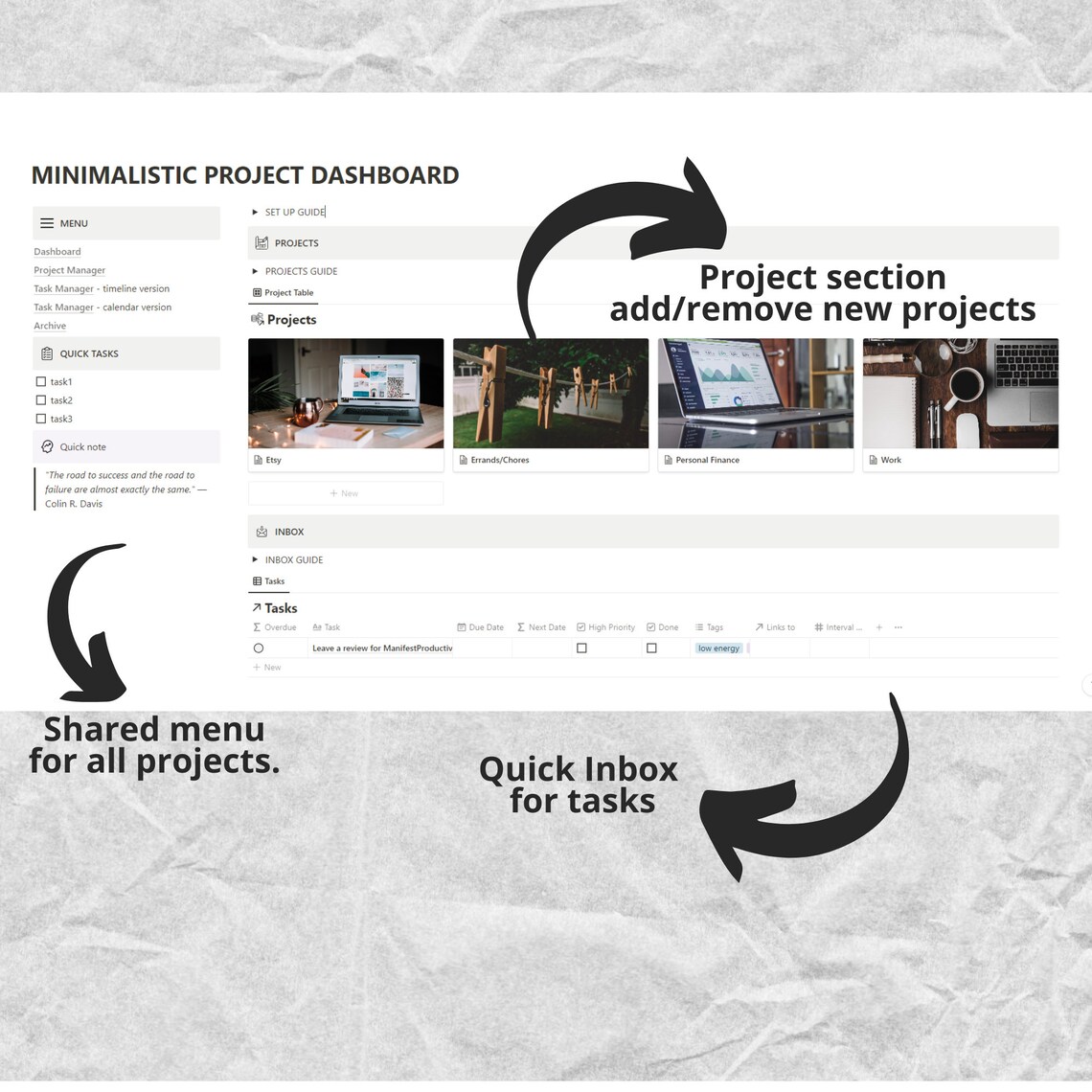 Project Planner Notion Template Goal Tracker to Do List - Etsy