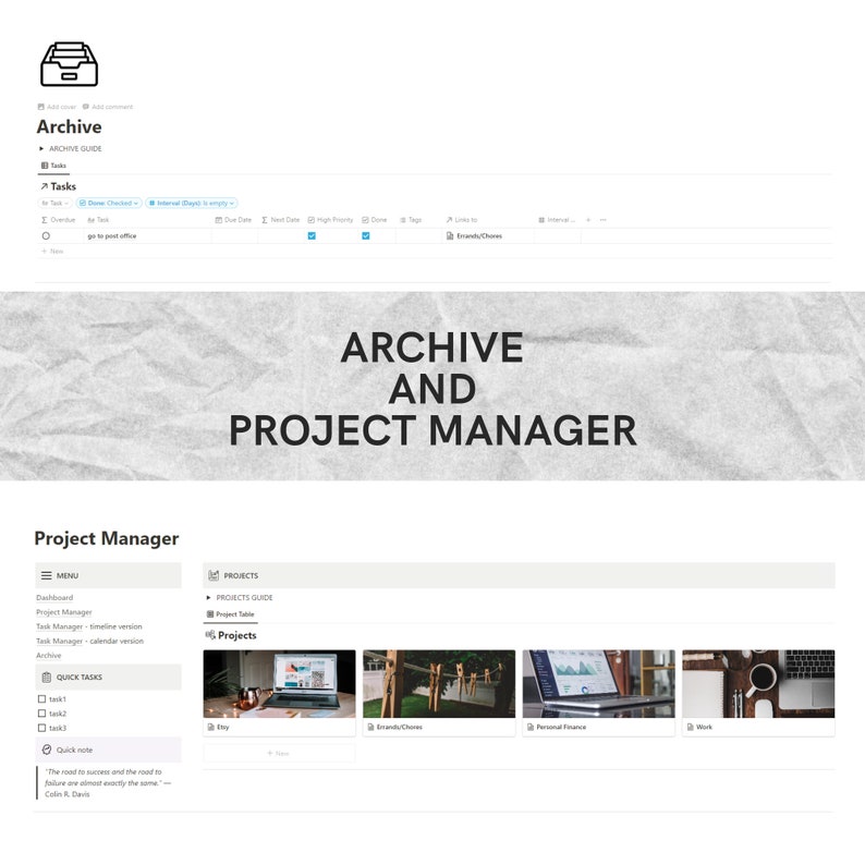 Project Planner Notion Template Goal Tracker to Do List - Etsy