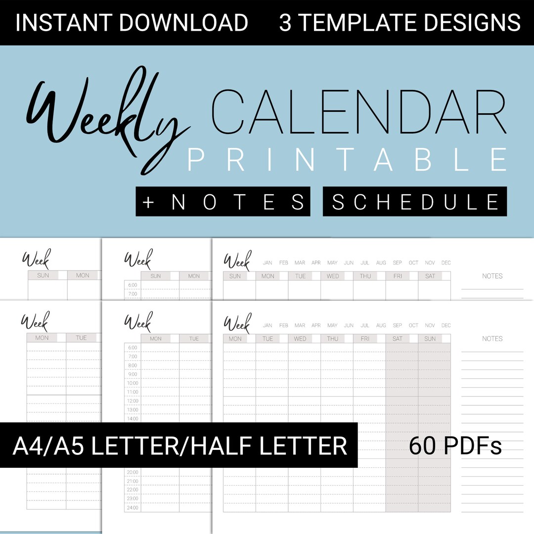 Weekly Calendar | Weekly Schedule | Weekly Timetable | Printable ...