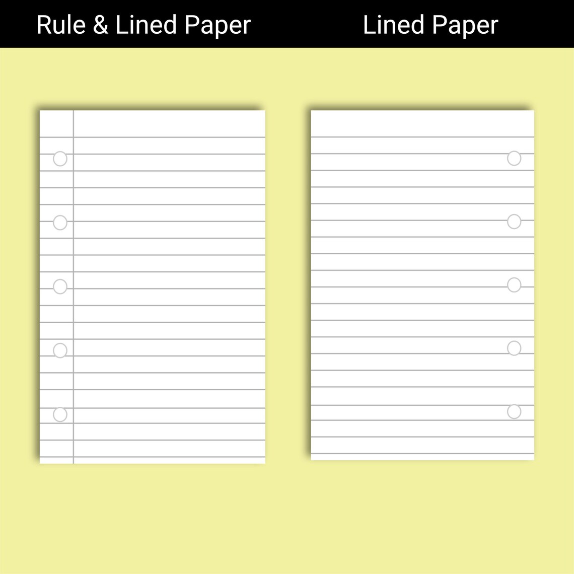 Filofax MINI Printable Paper + Hole Punch Marks | Printable Lined Paper ...