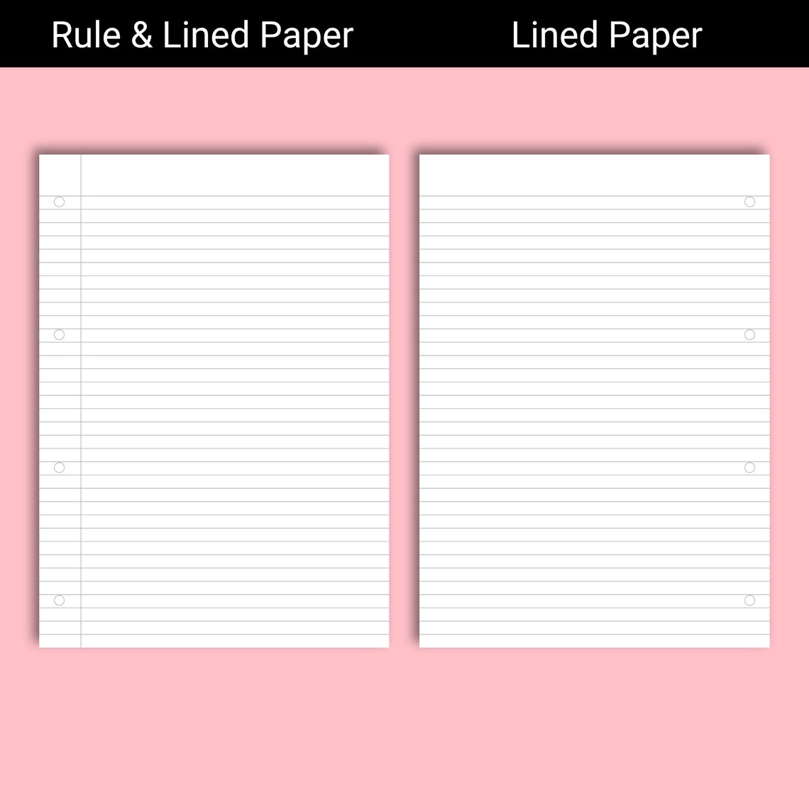 A4 Printable Paper + Hole Punch Marks | Printable Lined Paper ...