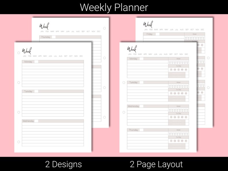 A4 Planner Bundle + Hole Punch Marks | Undated | Printable Calendar ...