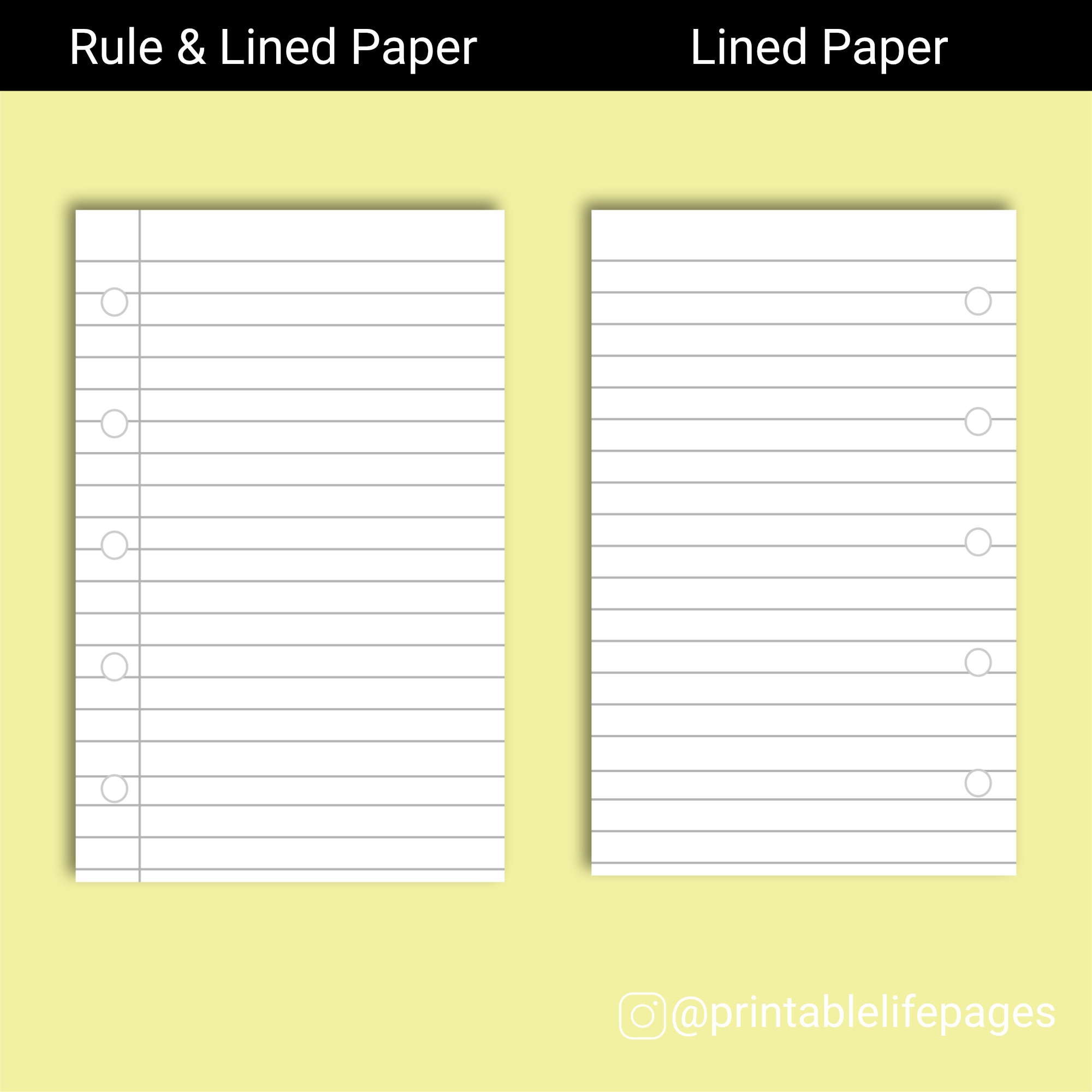 Filofax MINI Printable Paper Hole Punch Marks Printable Lined Paper ...