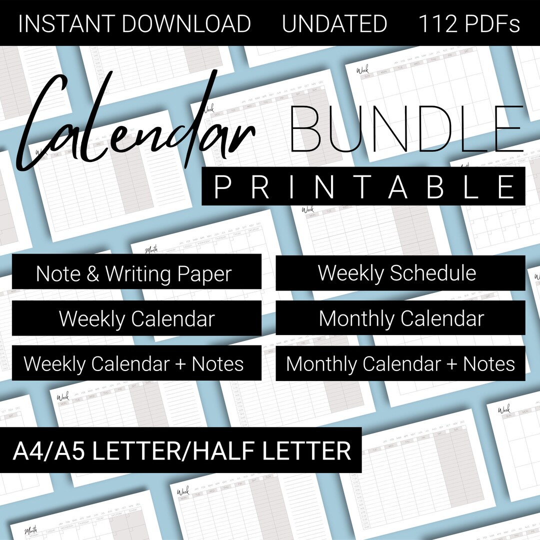 Calendar Bundle | Printable Calendar | Weekly Timetable | Monthly ...