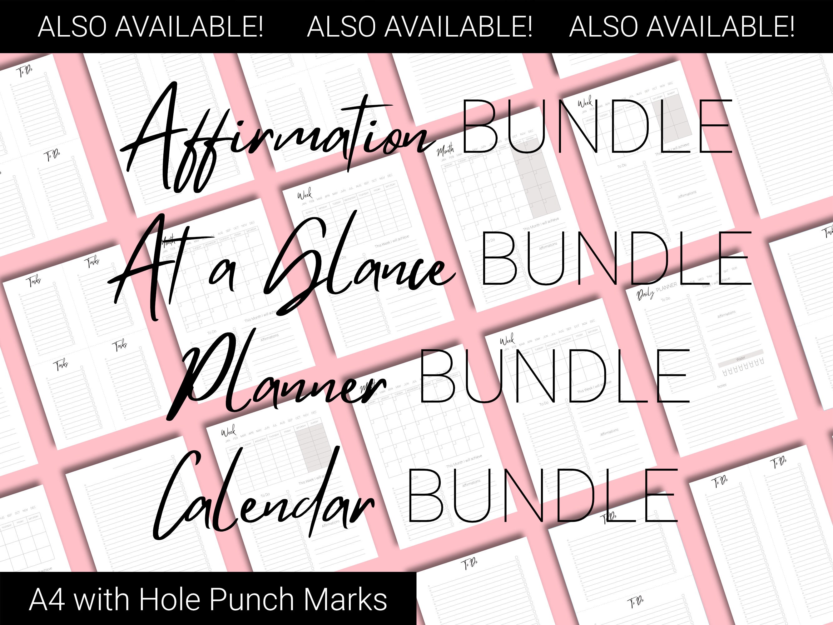 A4 Week at a Glance Hole Punch Marks Goal Setting to Do - Etsy