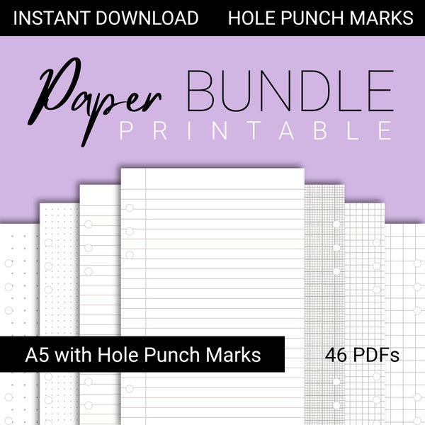 A5 Grid Paper Holes - Etsy
