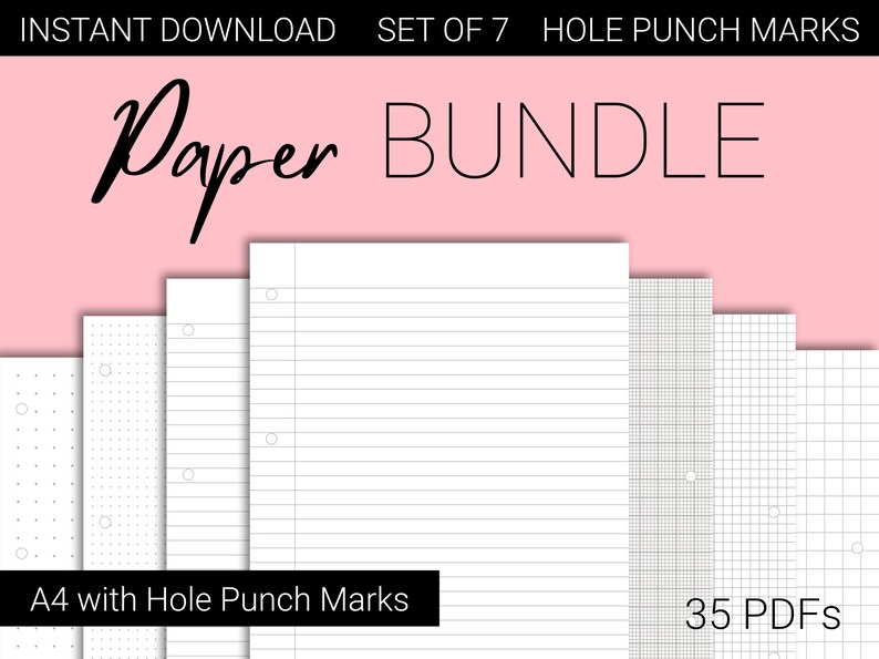 A4 Printable Paper Hole Punch Marks Printable Lined Paper - Etsy